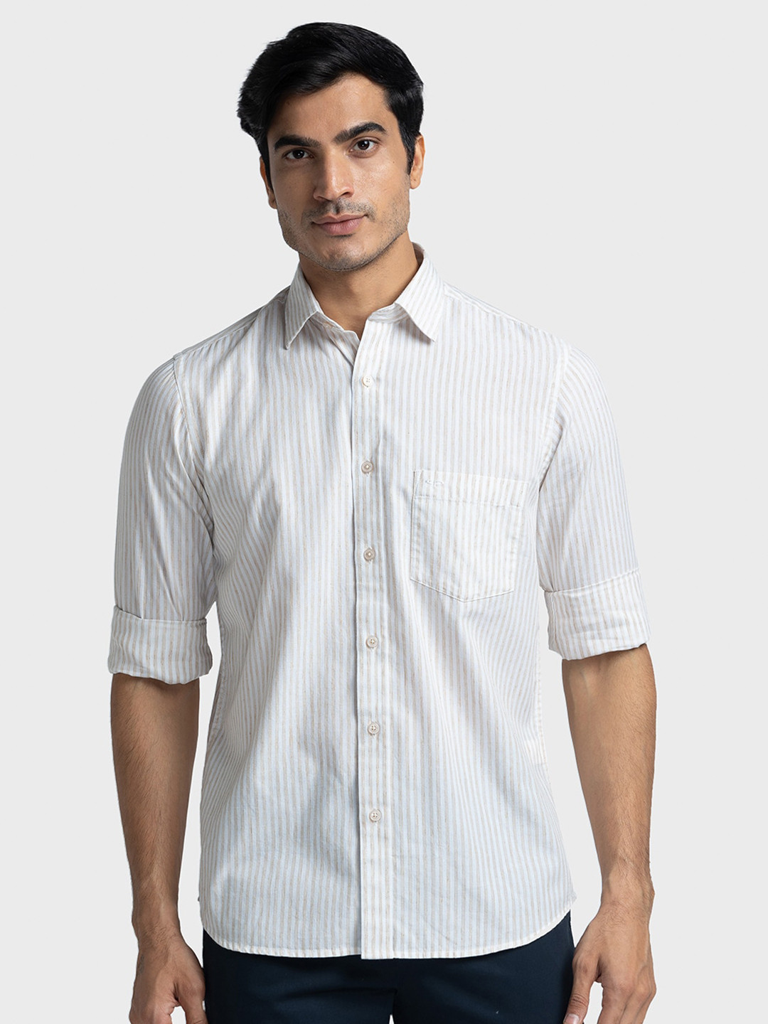 Buy ColorPlus Spread Collar Long Sleeves Tailored Fit Striped Casual ...