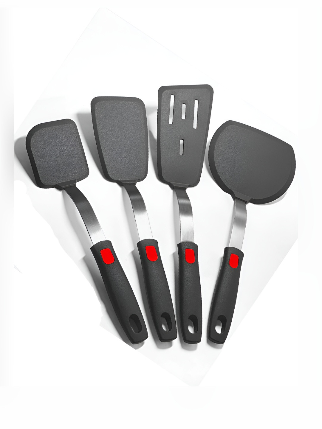 Buy P Plus International 4Pcs Black Stainless Steel Cooking Spatula ...