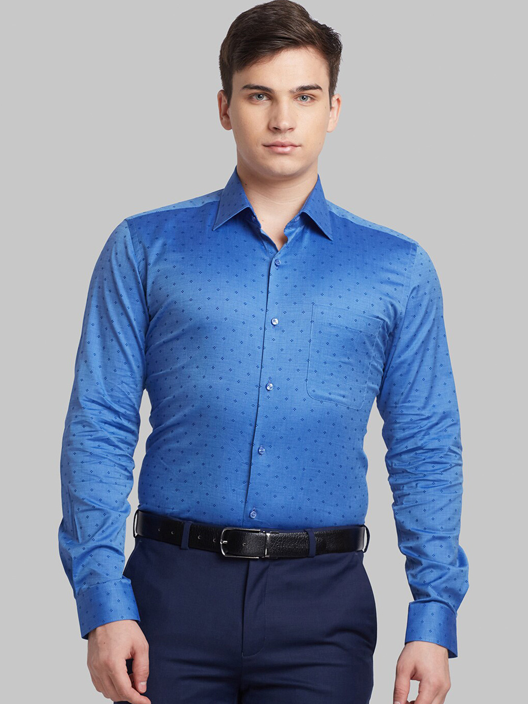 Buy Raymond Micro Ditsy Contemporary Fit Pure Cotton Formal Shirt ...