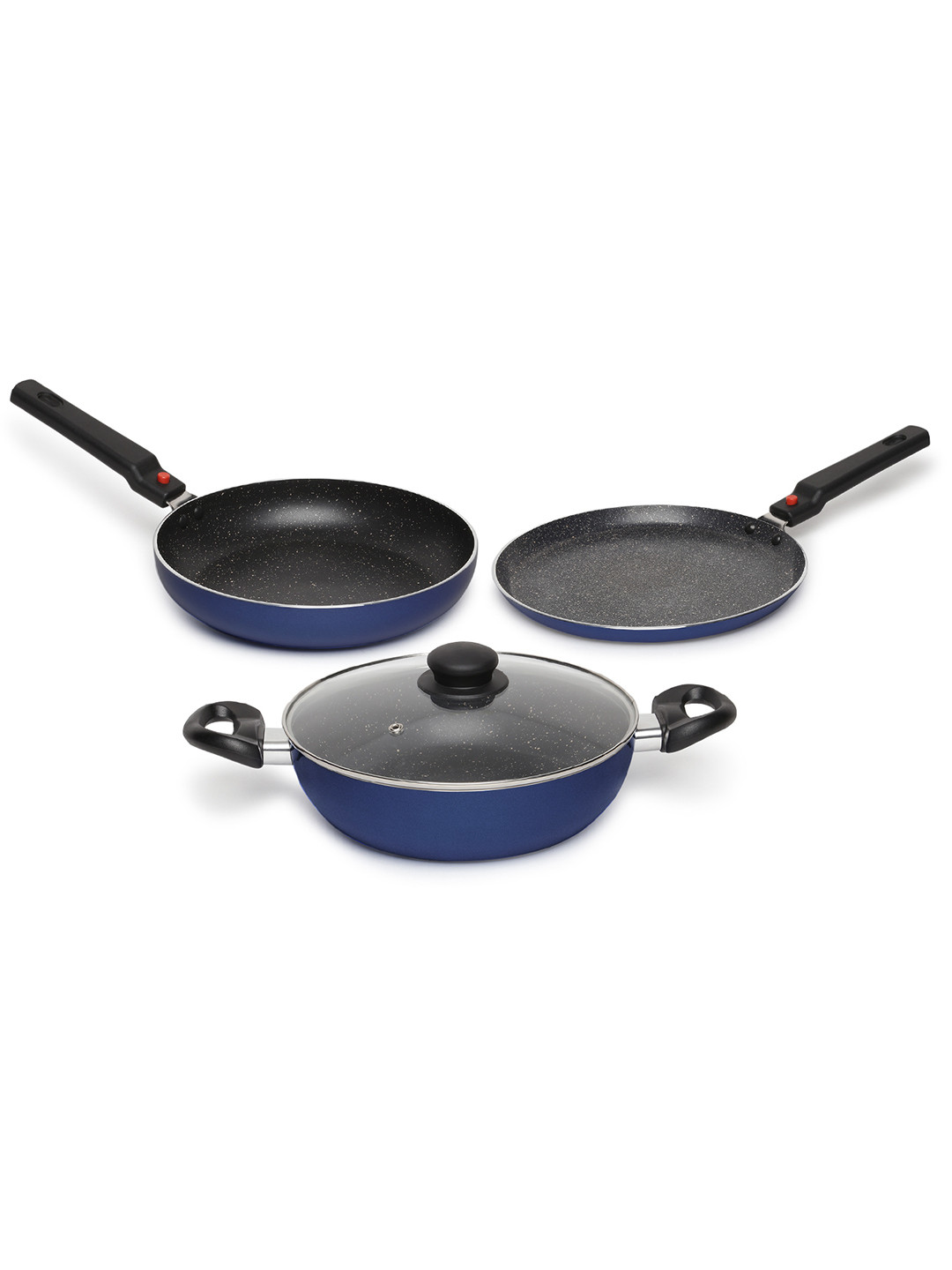 Buy Prestige Omega Blue & Black Aluminium Non Stick Cookware Set ...