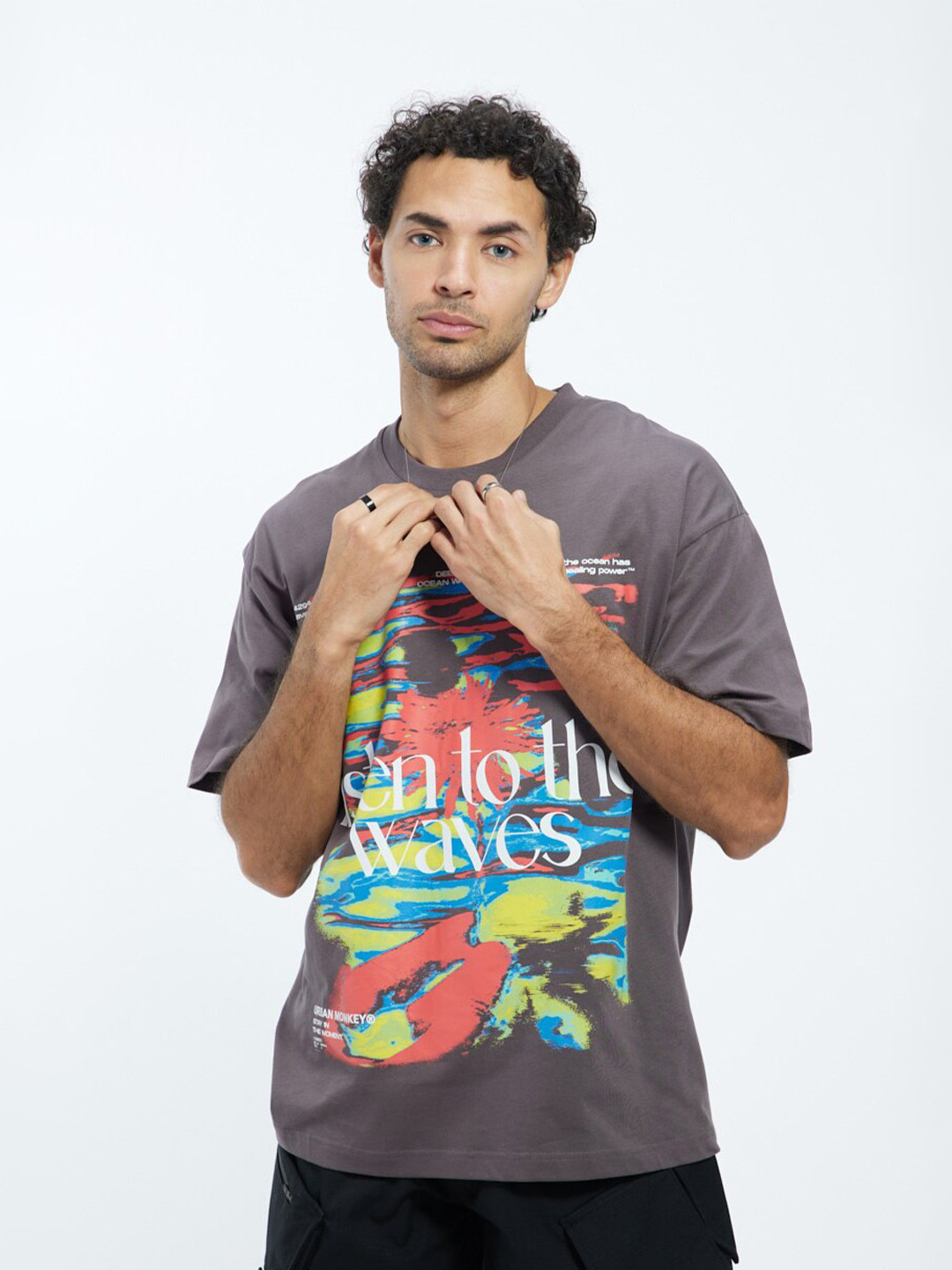 Buy Urban Monkey Graphic Printed Round Neck Cotton Oversized T Shirt - Tshirts for Unisex ...