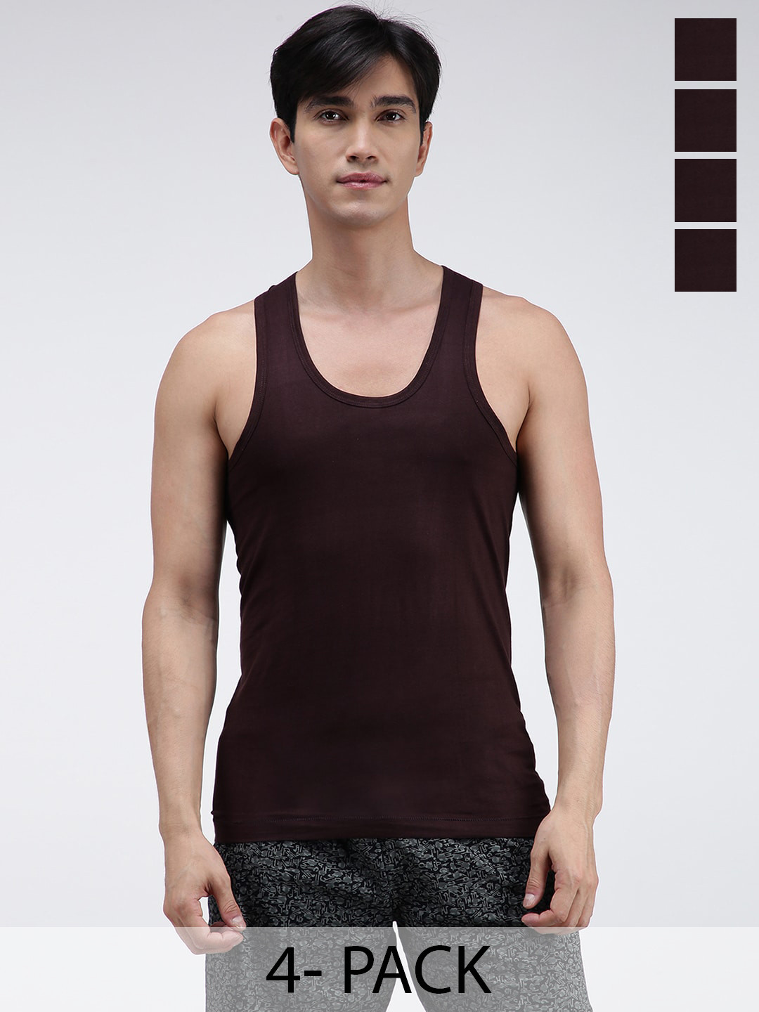 Buy AMUL COMFY Pack Of 4 Pure Cotton Rich Sleeveless Innerwear Vests AC ...