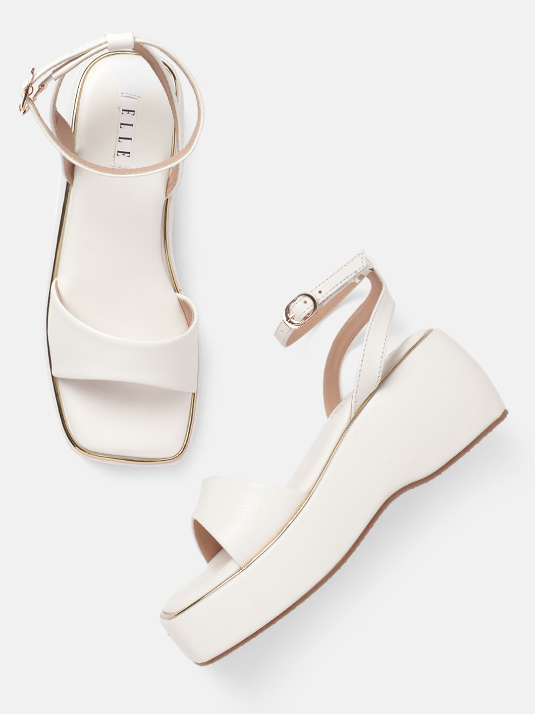 Buy ELLE Open Toe Ankle Loop Wedge Heel - Heels for Women 29377580 | Myntra