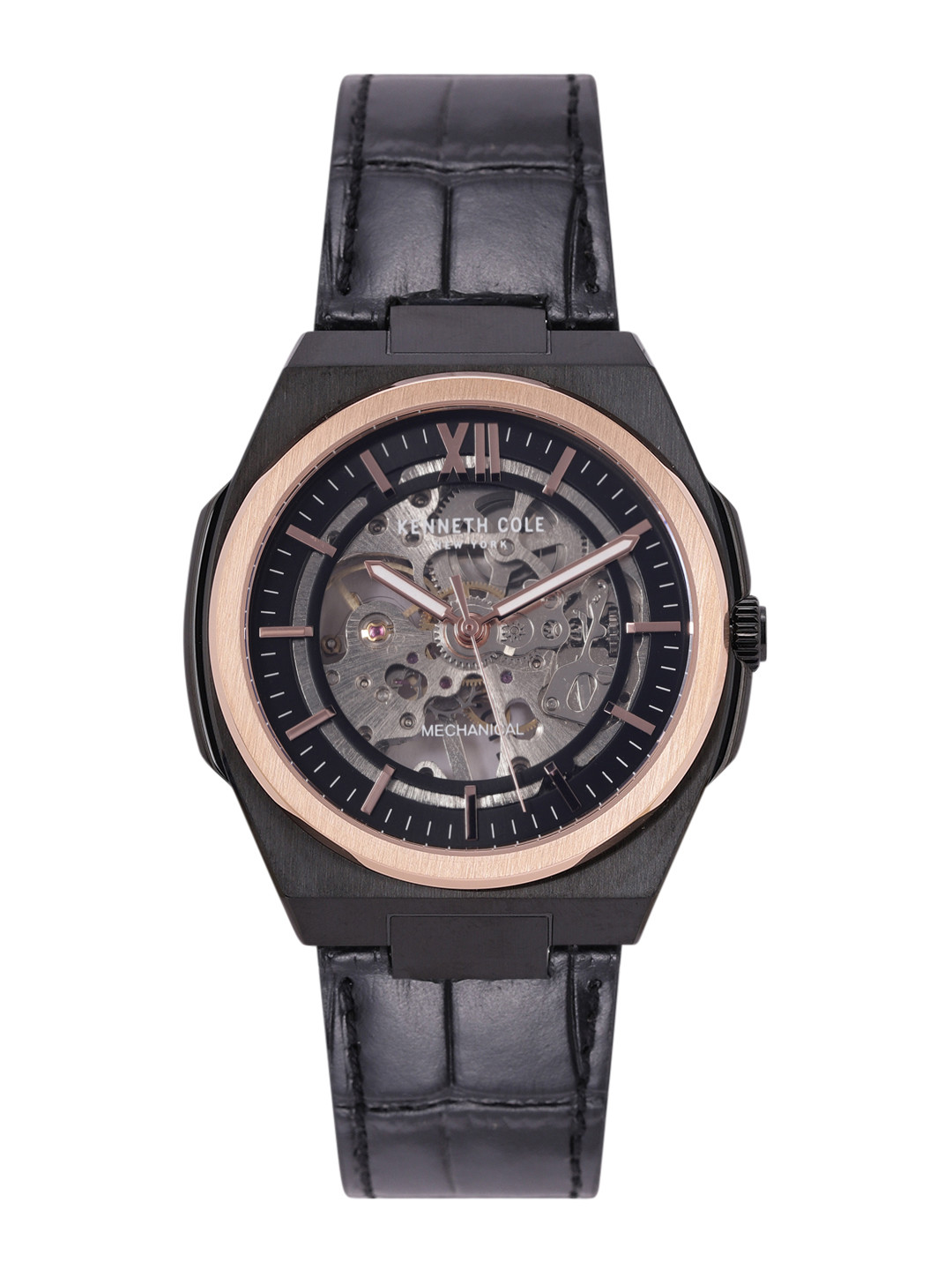 Buy Kenneth Cole Men Skeleton Textured Leather Analogue Watch ...