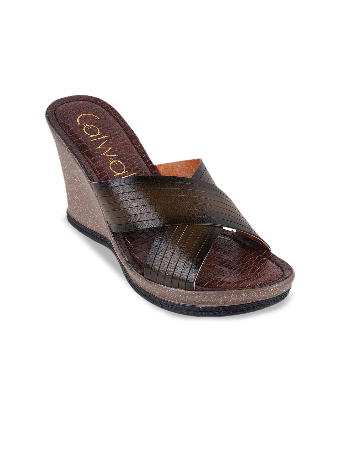 Buy Catwalk Striped Leather Wedge Heels - Heels for Women 29380122 | Myntra