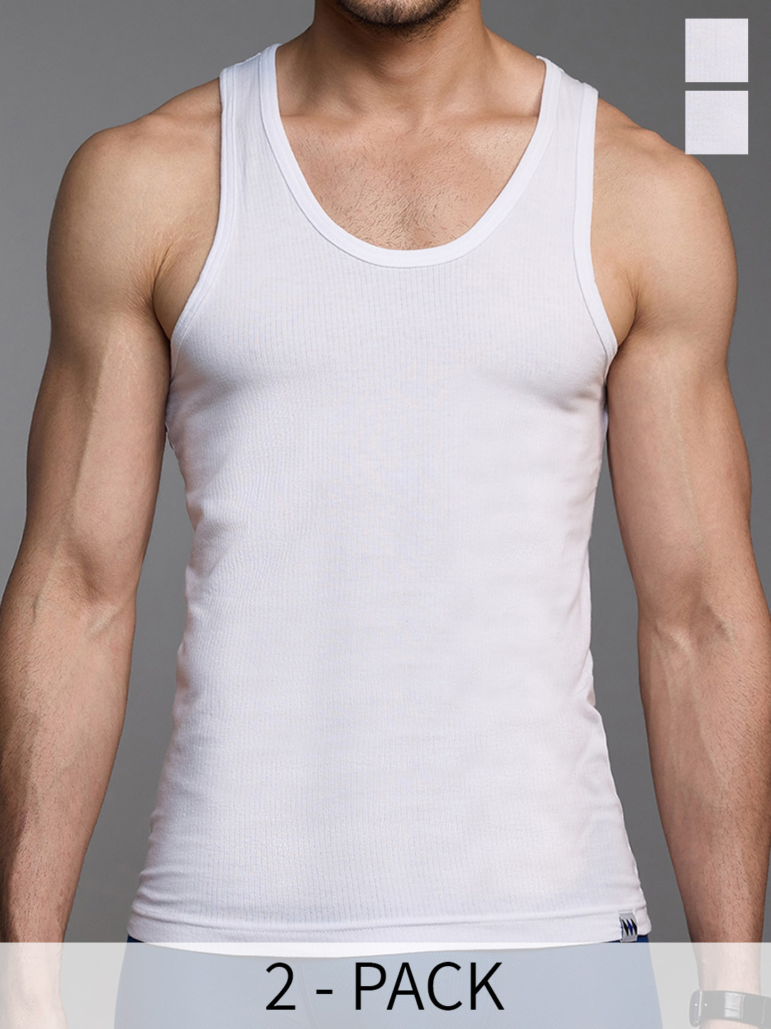 Buy MODERN CREW Pack Of 2 Basic Innerwear Vests MC2 VS 002 RF WH WH ...