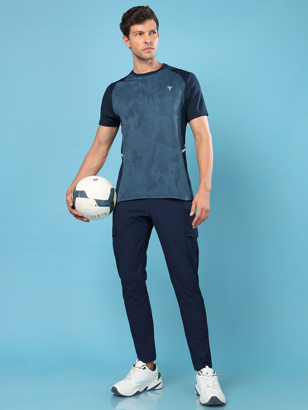 Buy Technosport Abstract Printed Crew Neck Raglan Sleeves Double Cool ...