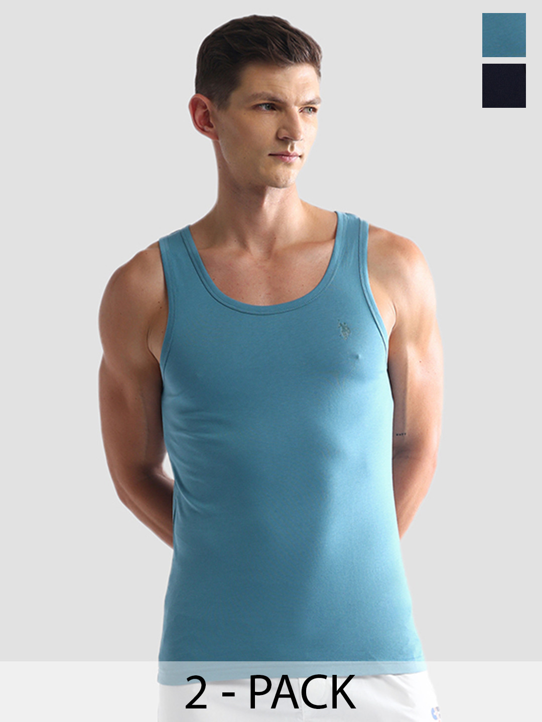 Buy U.S. Polo Assn. Pack Of 2 Pure Cotton Innerwear Vests - Innerwear ...