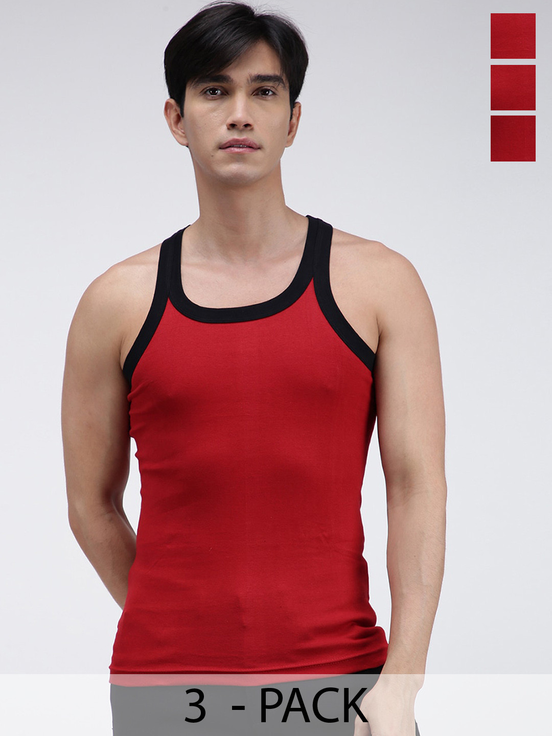 Buy AMUL COMFY Pack Of 3 Pure Cotton Innerwear Vests AC GVEST RED XS ...
