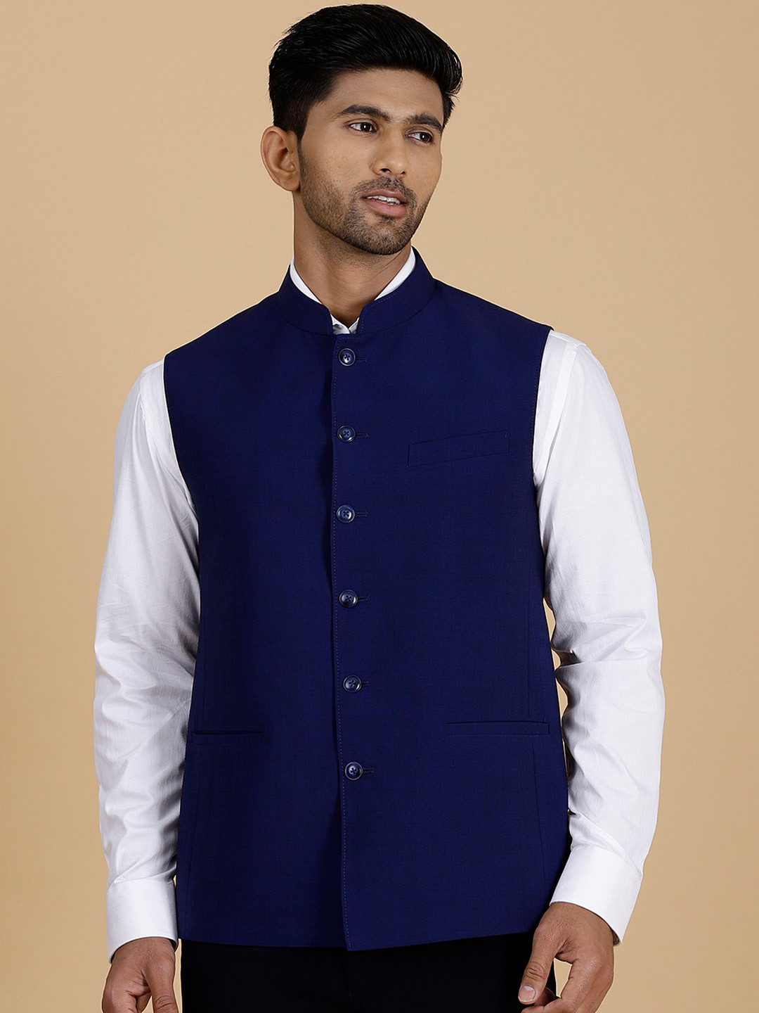 Buy MODI JACKET Mandarin Collar Sleeveless Woolen Nehru Jacket - Nehru ...