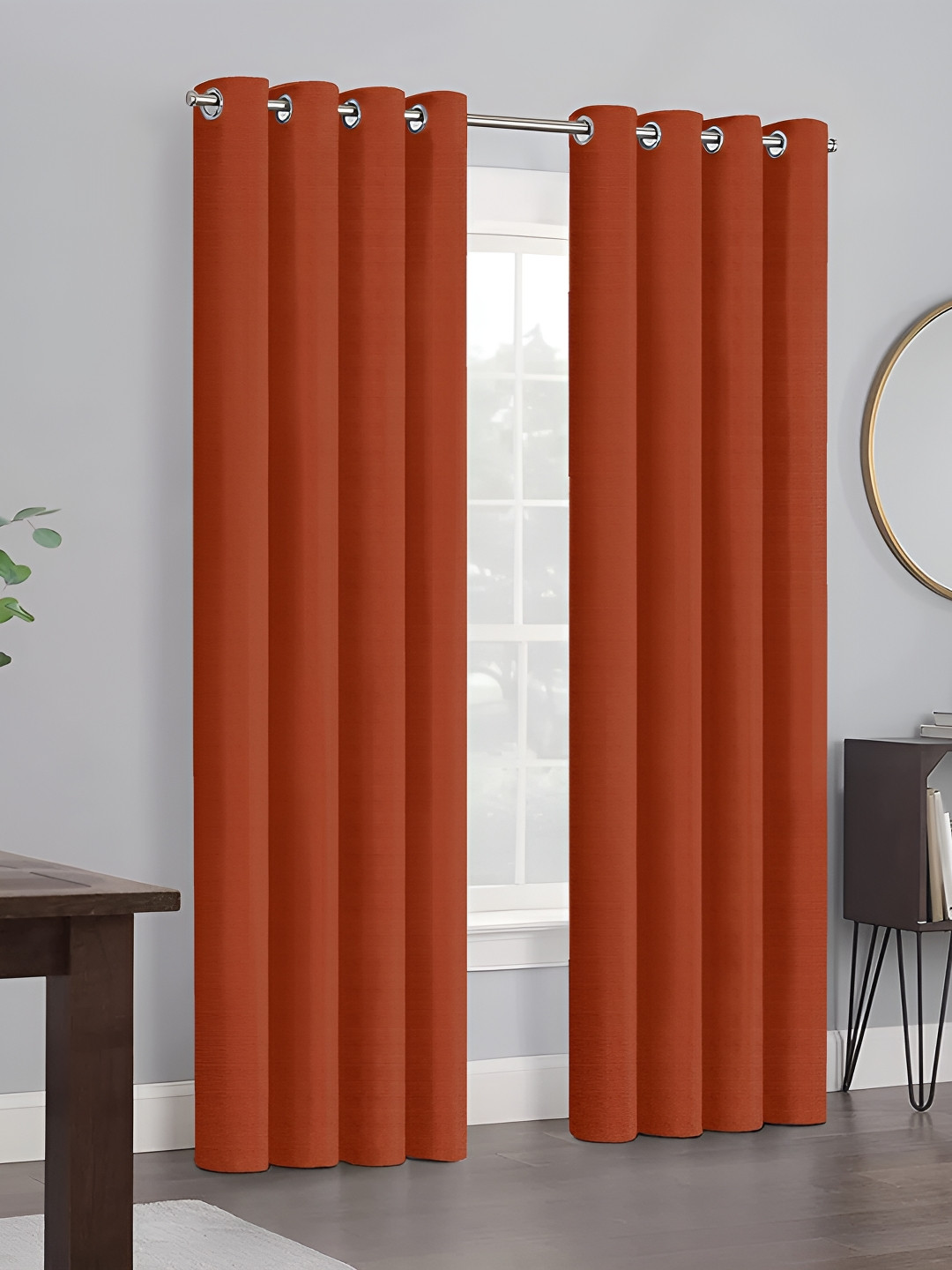 Buy Nefertiti Home Rust 2 Pieces Eyelet Room Darkening Door Curtain ...