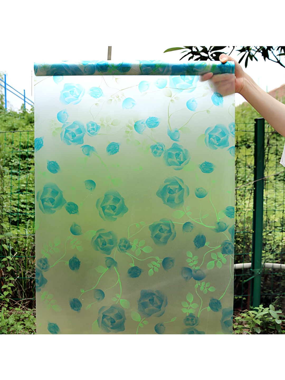 Buy Jaamso Royals Transparent & Blue Printed Self Adhesive Window ...