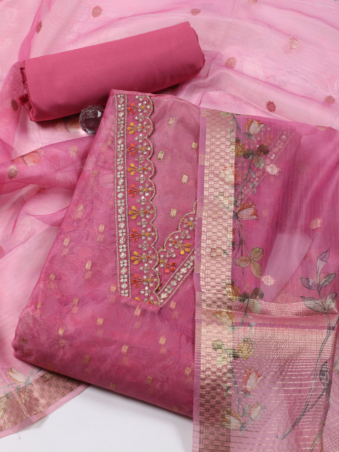 Buy Meena Bazaar Floral Woven Design Art Silk Unstitched Dress Material ...