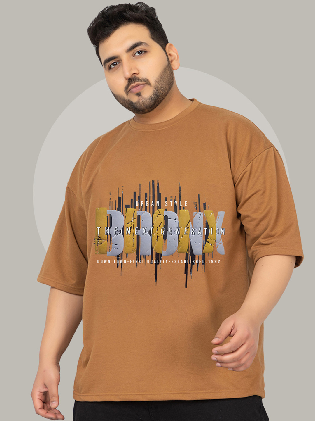 Buy CHKOKKO Plus Typography Printed Drop Shoulder Sleeves Oversized ...