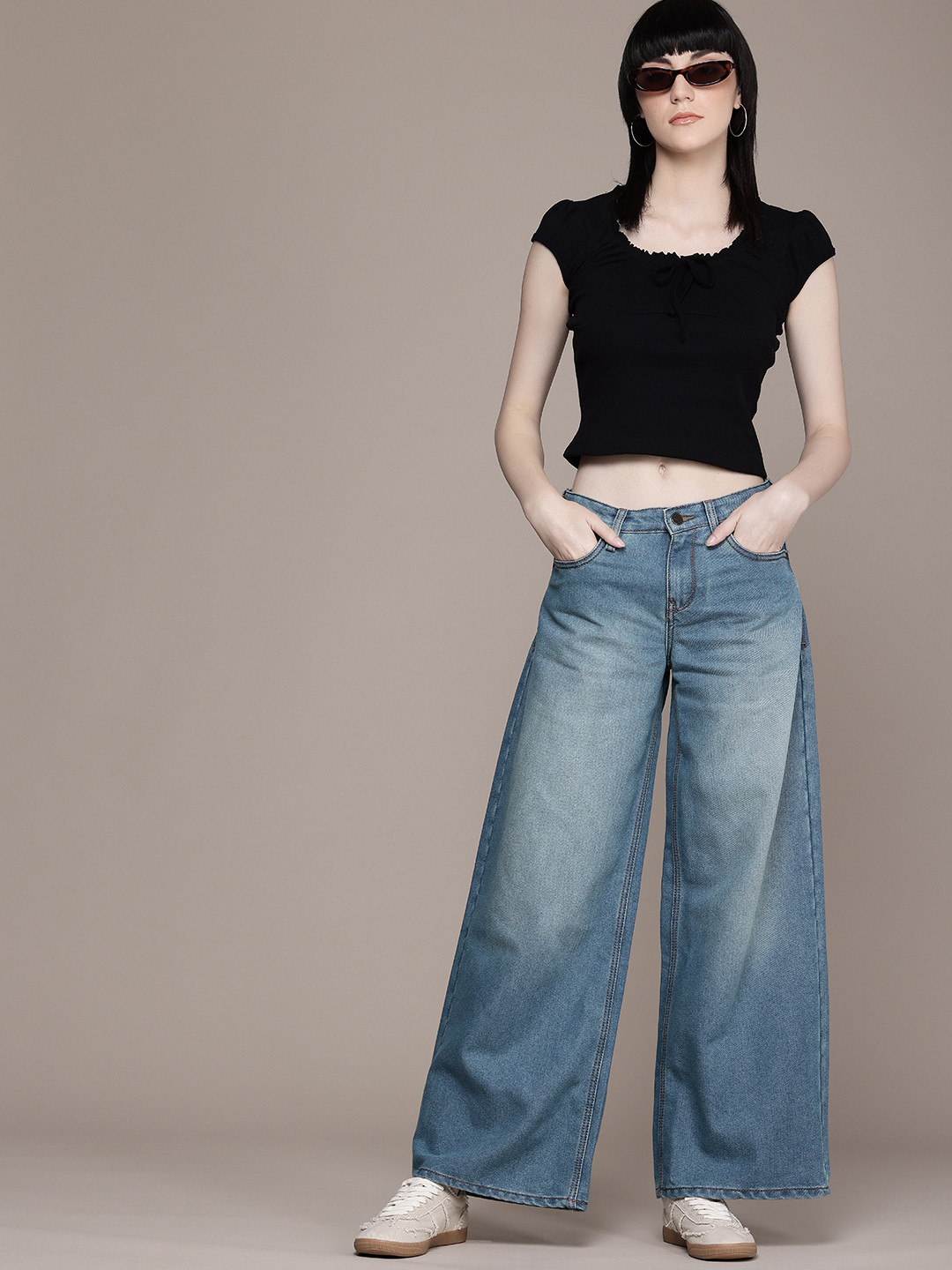 Buy The Roadster Life Co. Women Super Wide Leg Low Rise Heavy Fade ...