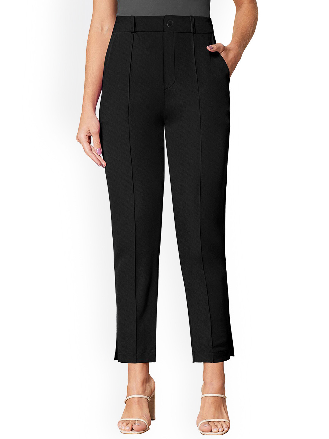 Buy ODETTE Women Mid Rise Trousers - Trousers for Women 29416072 | Myntra