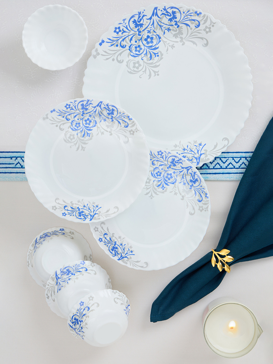 Buy Larah By BOROSIL Arche Jupiter White 24 Pcs Opalware Crockery ...