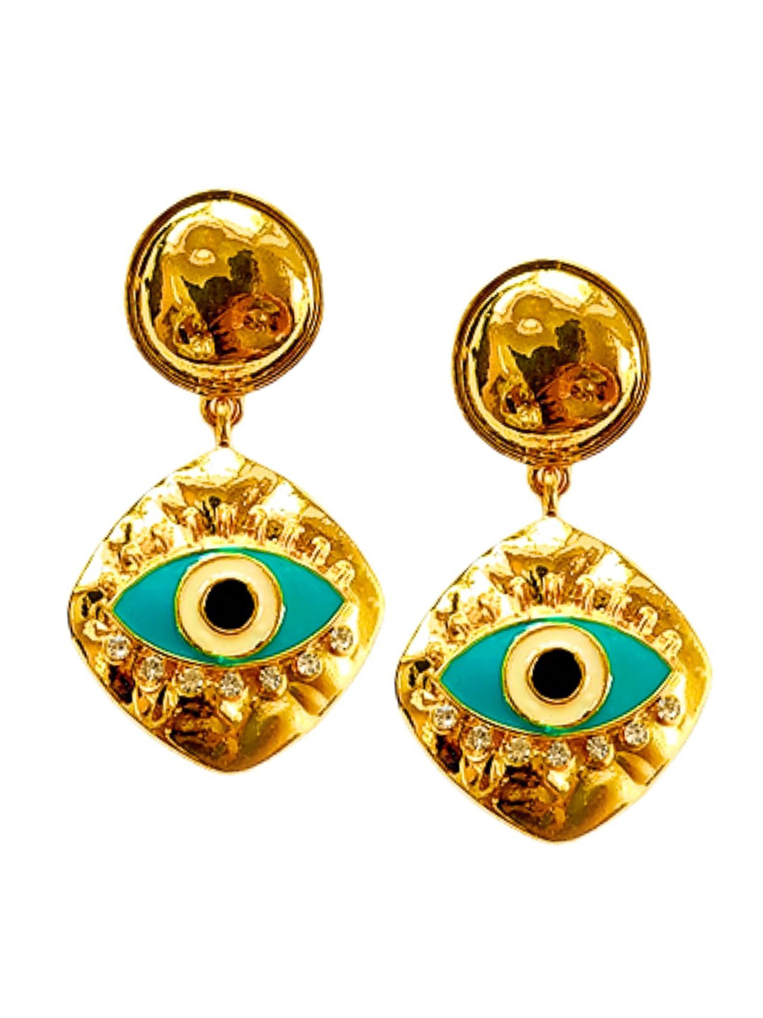 Buy DressBerry Gold Plated Contemporary Evil Eye Drop Earrings ...