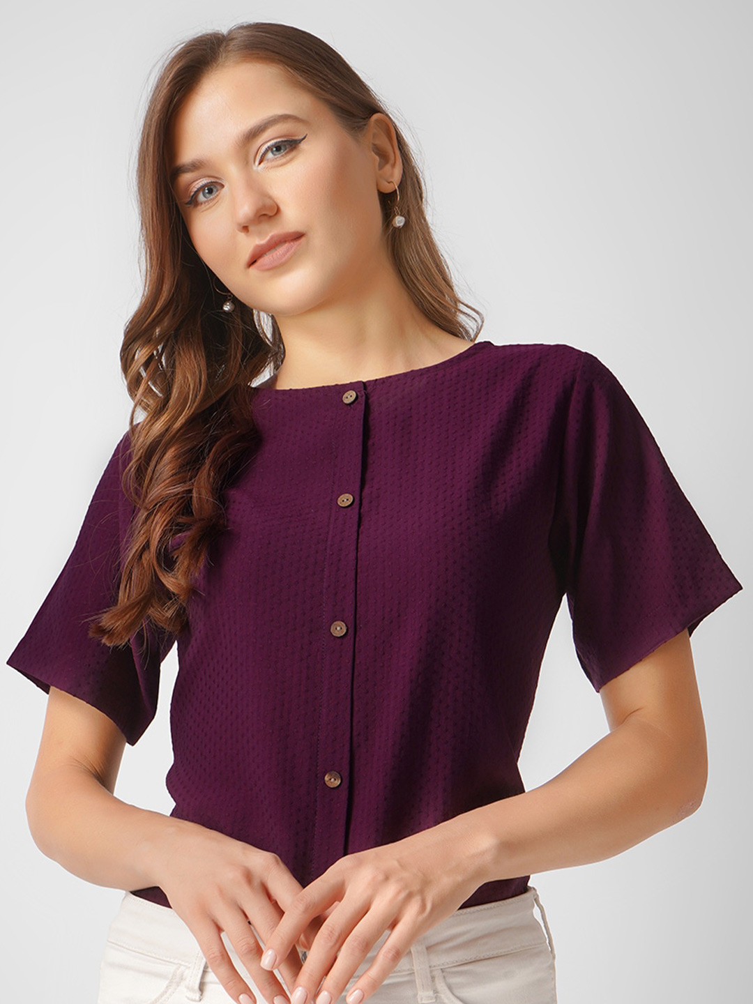 Buy Kinjo Cotton Solid Boat Neck Formal Top - Tops for Women 29425762 ...