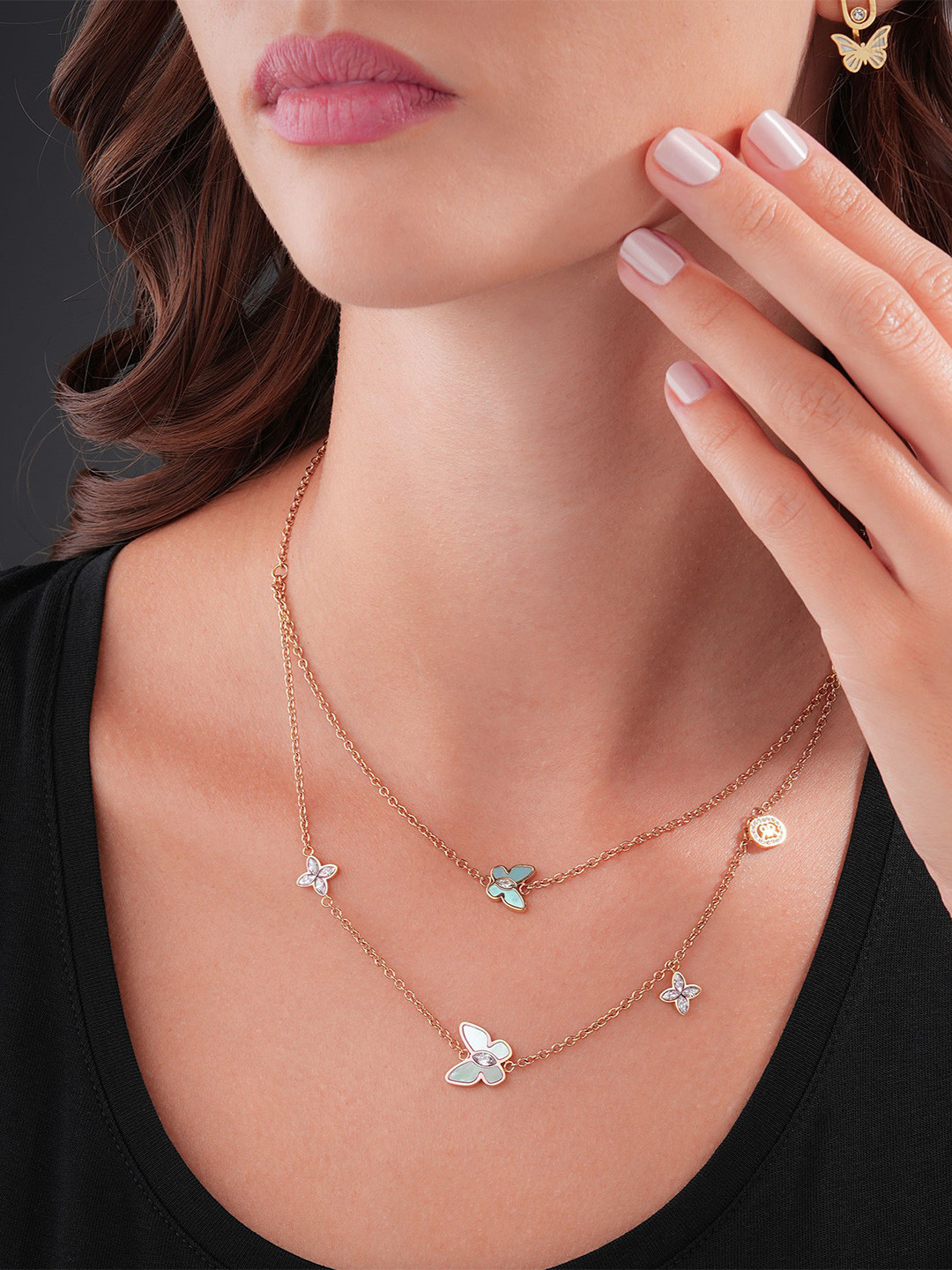 Buy Cerruti 1881 Rose Gold Plated Layered Necklace - Necklace And ...