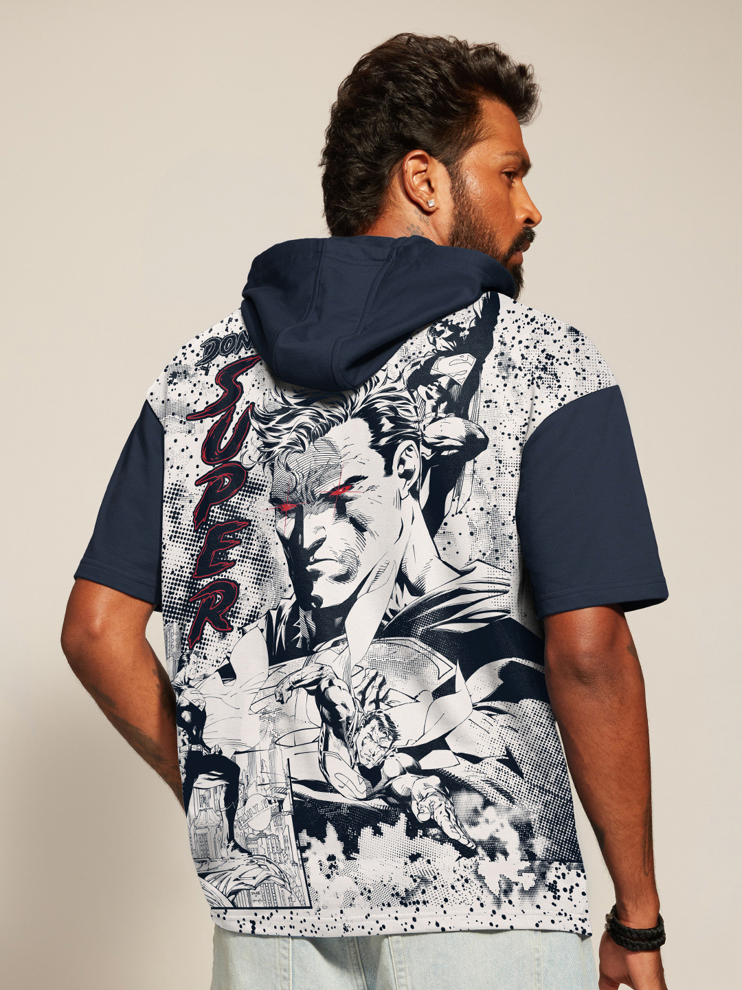 Buy The Souled Store Men Superman Printed Extended Sleeves Hooded T ...