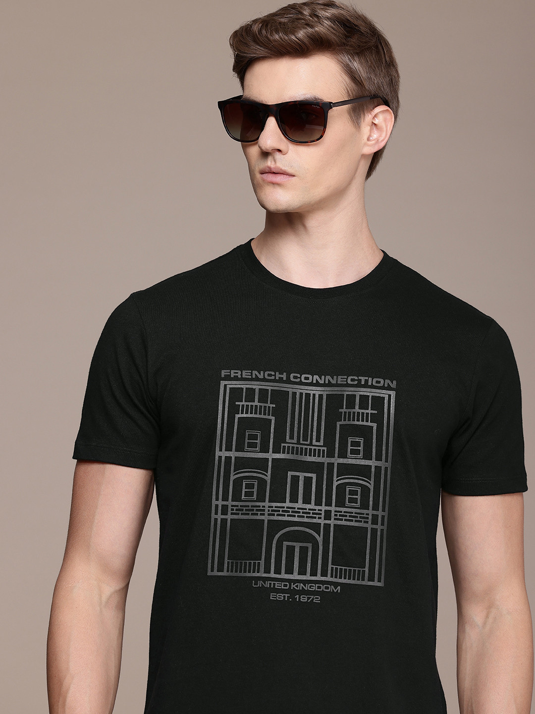 Buy French Connection Brand Logo Printed Pure Cotton T Shirt - Tshirts ...