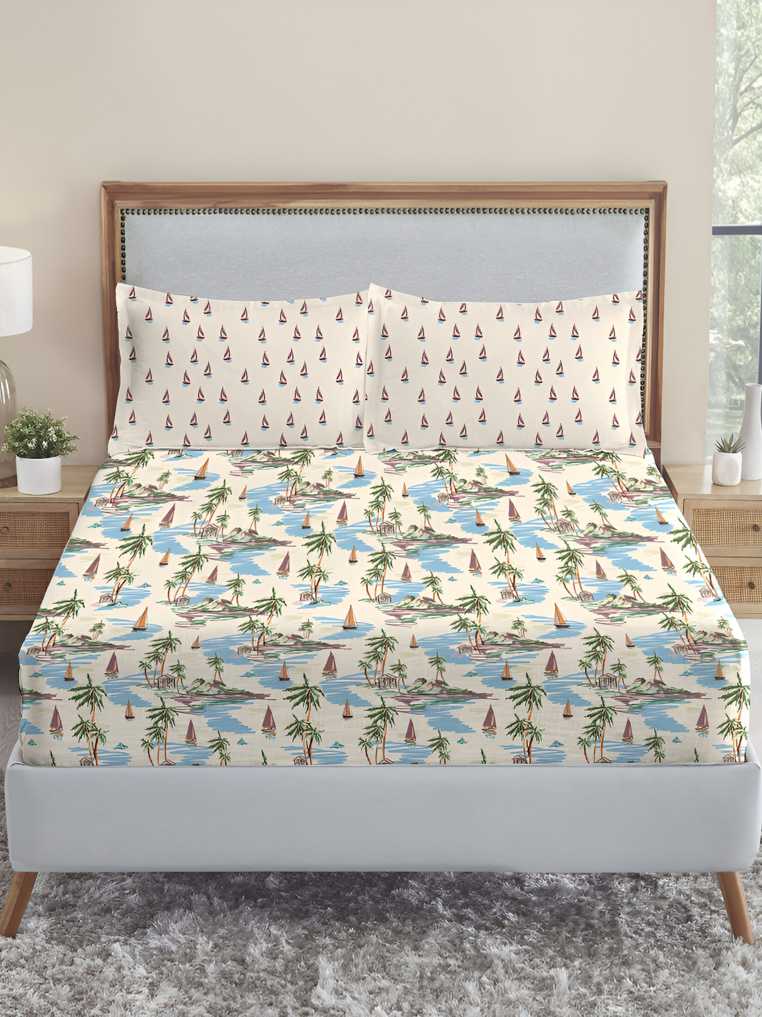 Buy MYTRIDENT Go Goa Atulaya Bharat Flat 144TC King Cotton 1 Bedsheet ...
