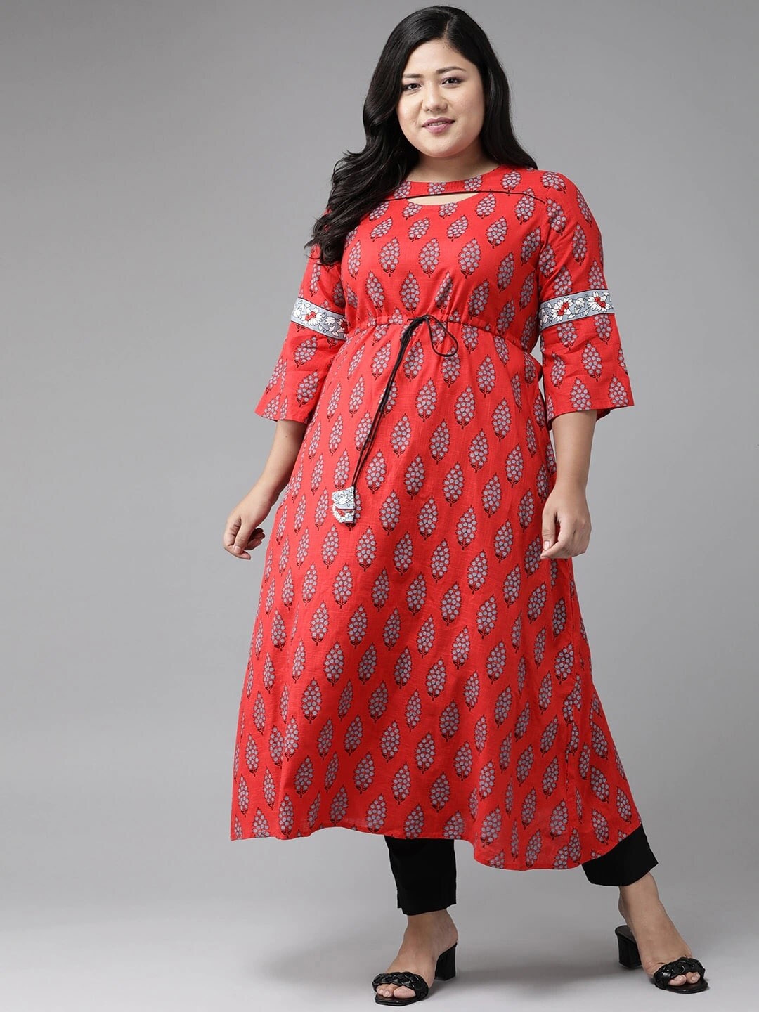 Buy Kalini Ethnic Motifs Printed Flared Sleeves Cotton Plus Size