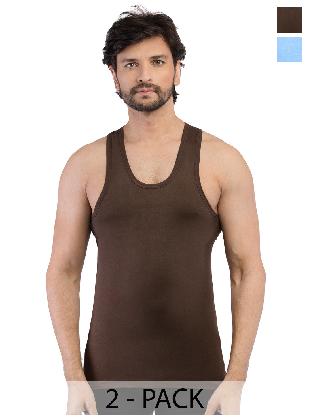 Buy VIP Pack Of 2 Assorted Pure Cotton Round Neck Innerwear Vests VP MI ...