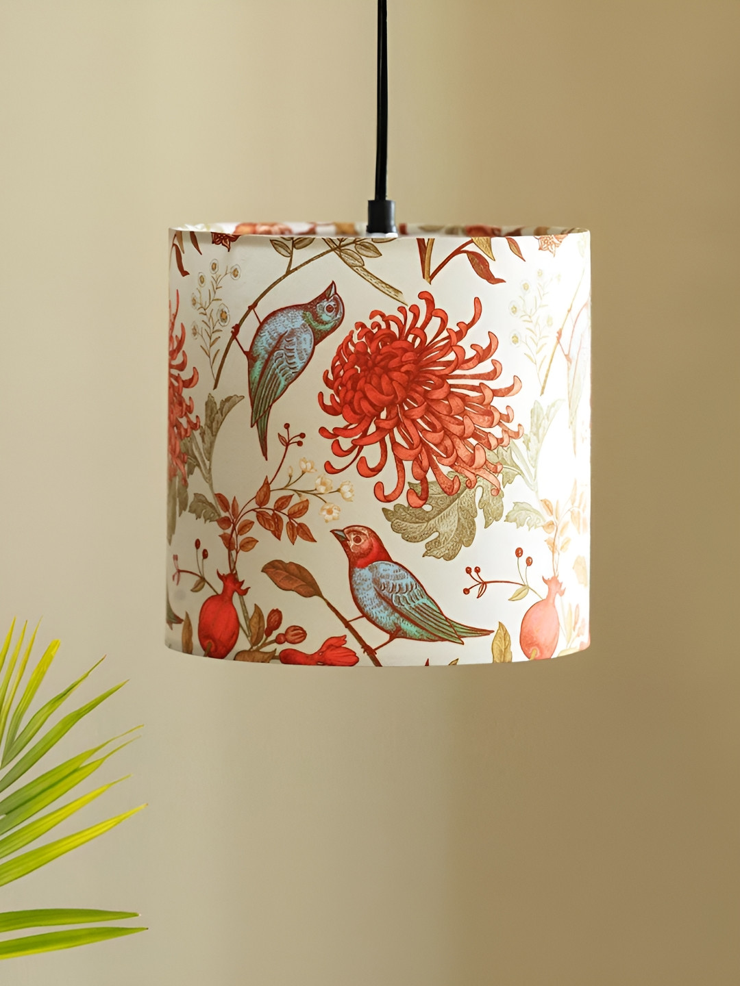 Buy ExclusiveLane Off White & Red Chirping Birds Acrylic Ceiling Lamp ...