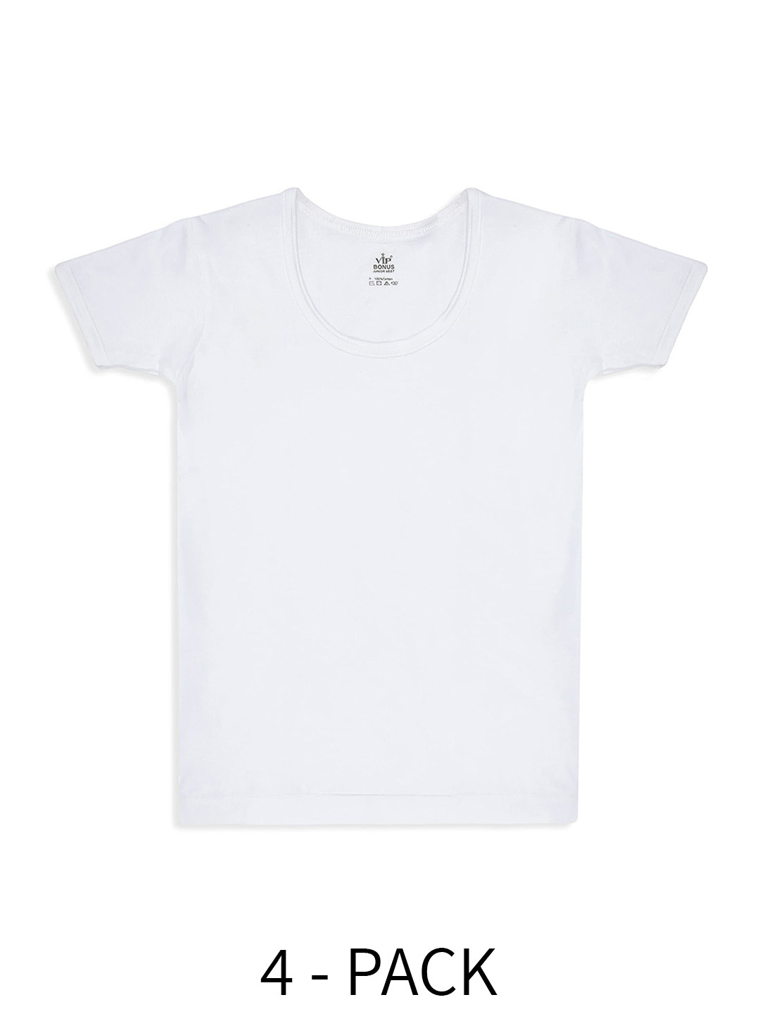 Buy VIP Bonus Boys Pack Of 4 Pure Cotton Undershirt Vests VP BI VS ...