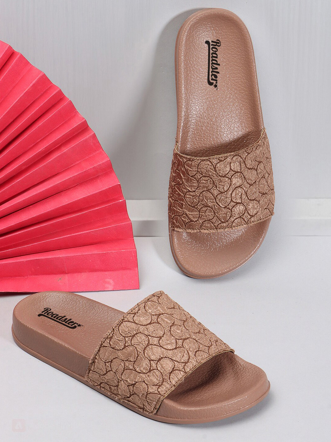 Buy The Roadster Lifestyle Co. Women Tan Coloured Textured Slider Flip ...