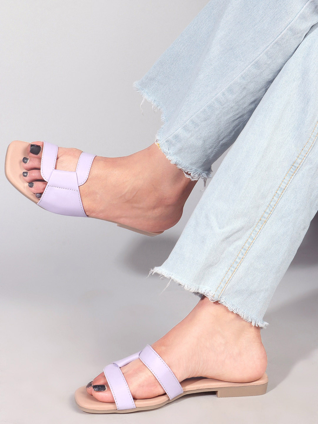 Buy DressBerry Mauve Open Toe Flats - Flats for Women 29462858 | Myntra