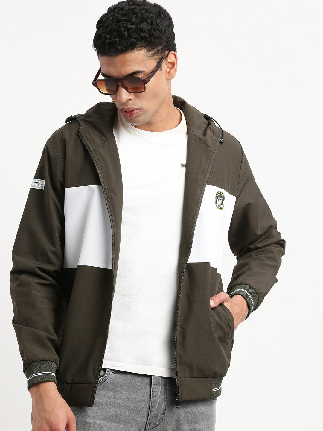 Buy SHOWOFF Colourblocked Hooded Windcheater Bomber Jacket - Jackets ...