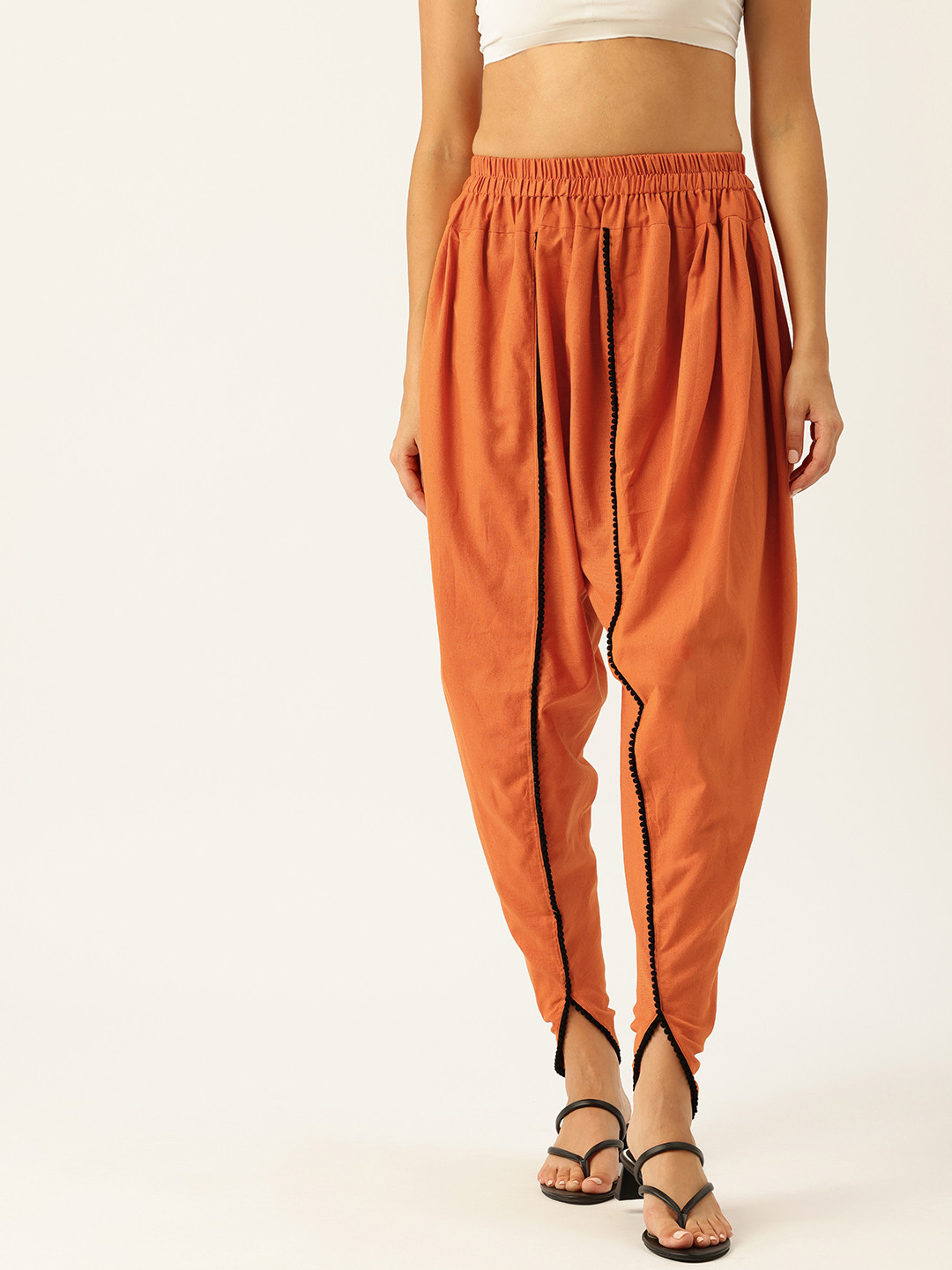 Buy Molcha Loose Fit Pure Cotton Dhoti Salwar With Lace Trim - Salwar ...
