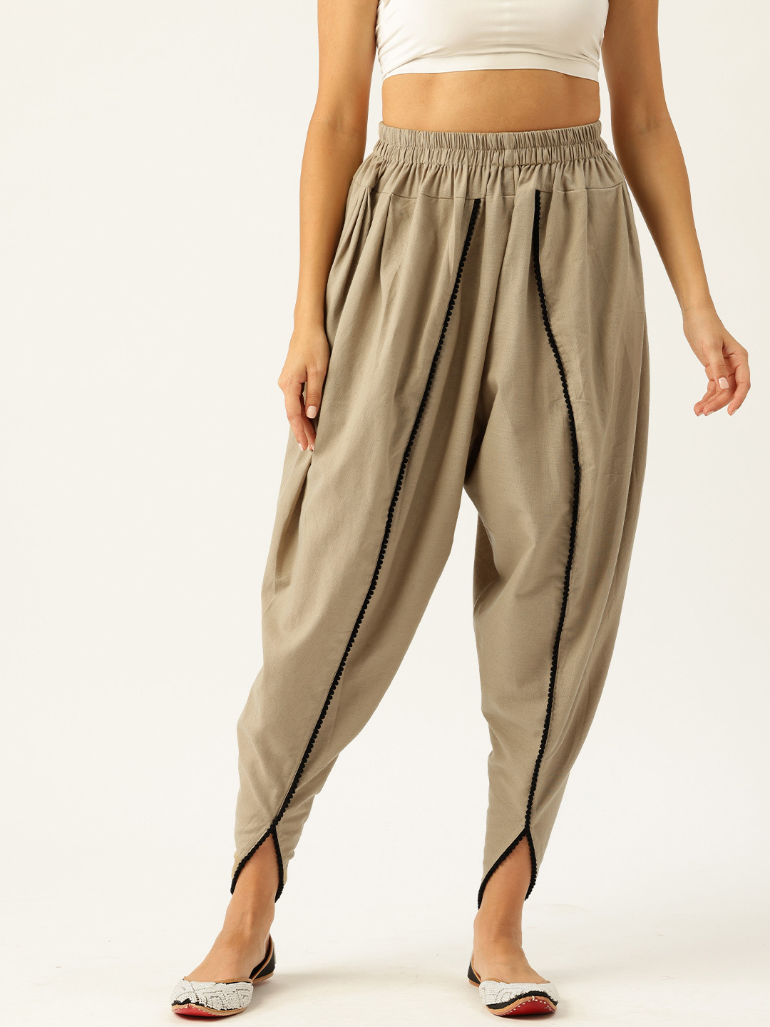 Buy Molcha Loose Fit Pure Cotton Dhoti Salwar With Lace Trim - Salwar ...