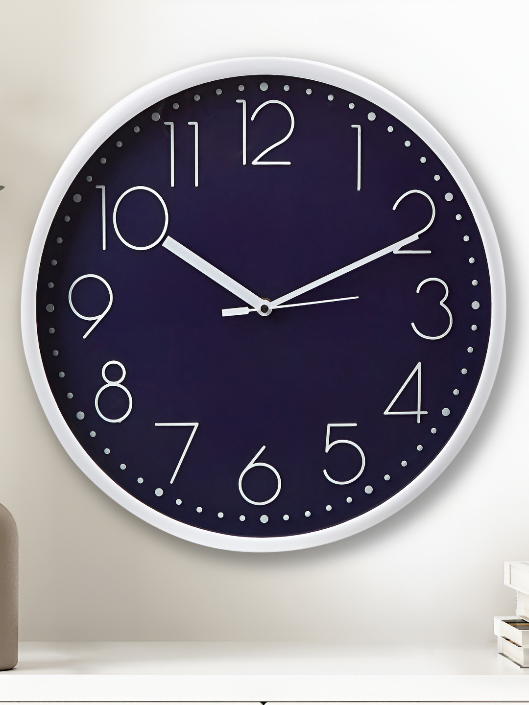 Buy Home Centre Blue & White Contemporary Round Shaped Wall Clock ...