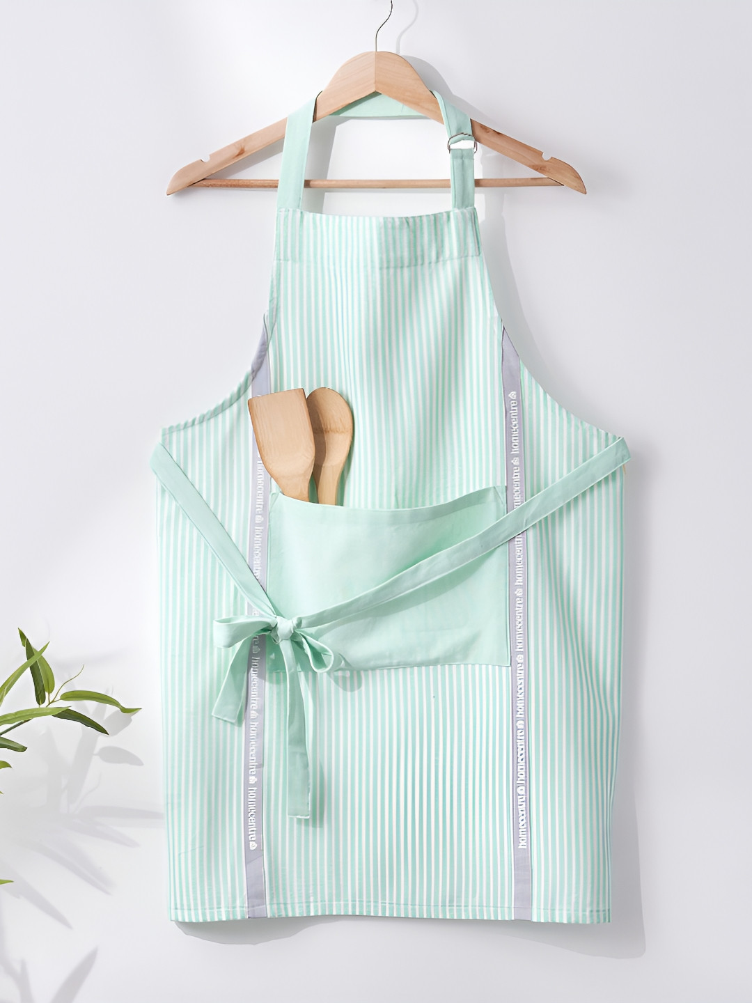 Buy Home Centre Colour Refresh Green Striped Pure Cotton Kitchen Apron ...
