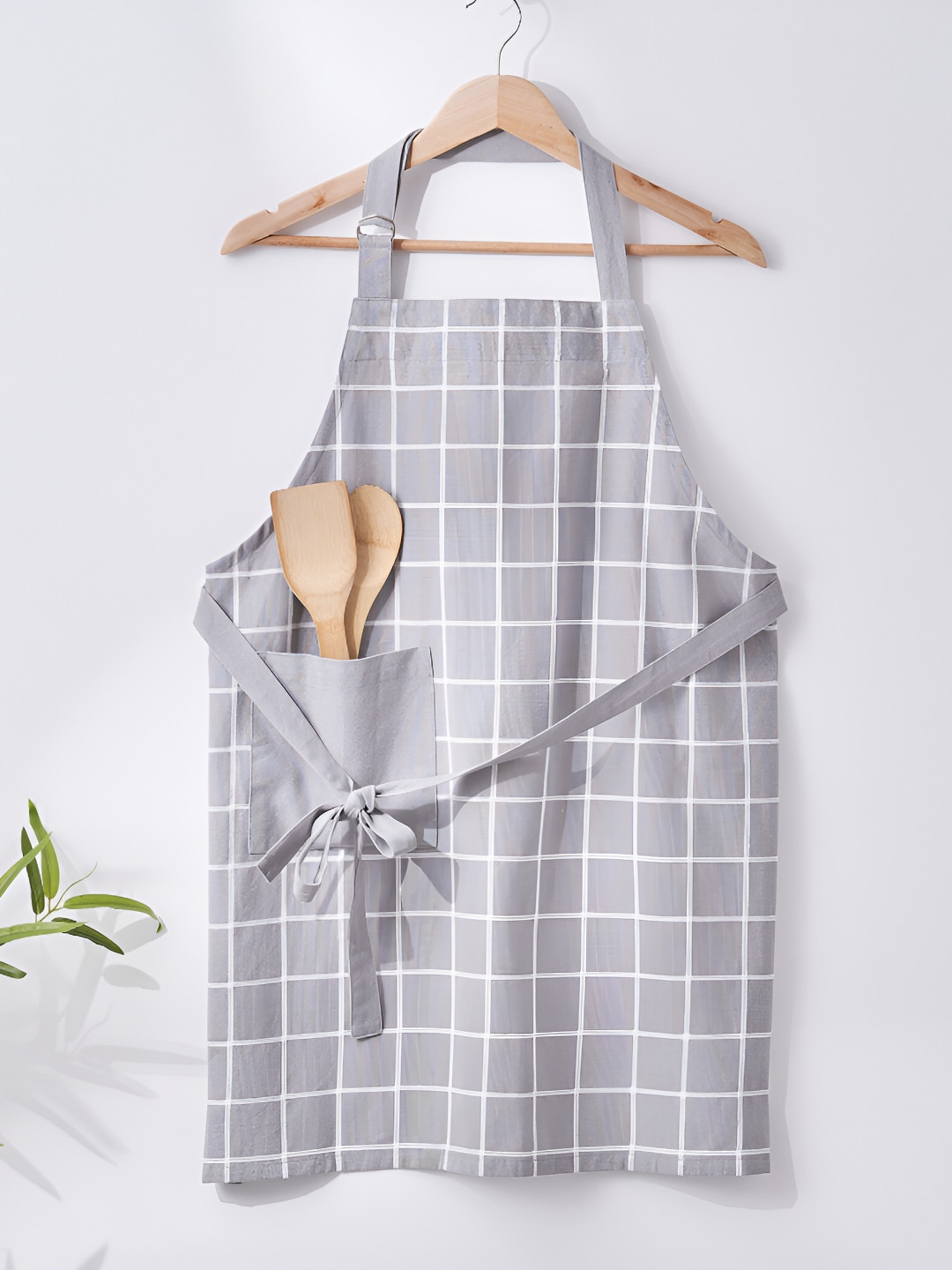 Buy Home Centre Chef Pride Grey & White Checked Pure Cotton Kitchen ...