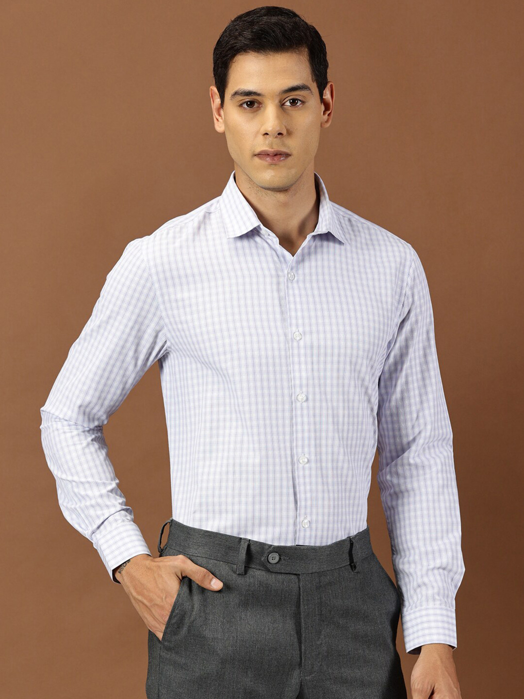 Buy INVICTUS Original Slim Fit Grid Tattersall Checks Formal Shirt ...