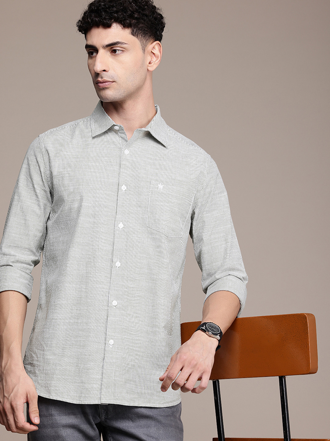 Buy French Connection Men Premium Slim Fit Striped Casual Shirt ...