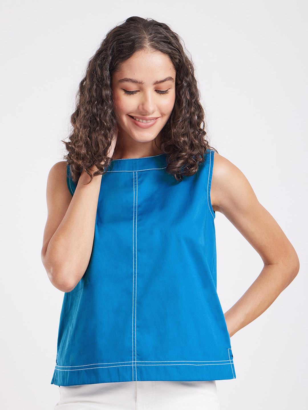 Buy FableStreet Round Neck Cotton Satin Top - Tops for Women 29468800 ...