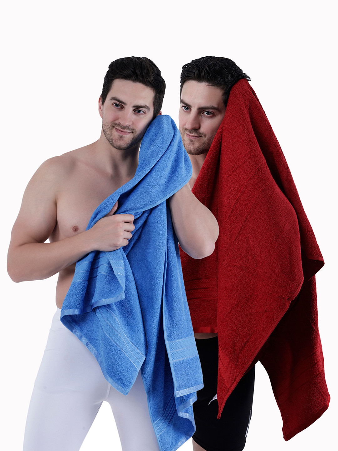 Buy Dollar Socks Red & Blue 2 Pieces Cotton 400 GSM Bath Towels - Bath ...