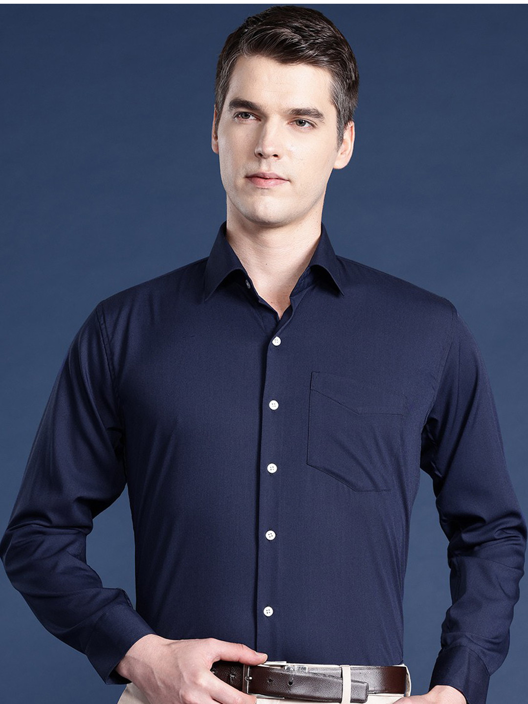 Buy Hancock Men Slim Fit Stain Free Anti Microbial Formal Shirt ...