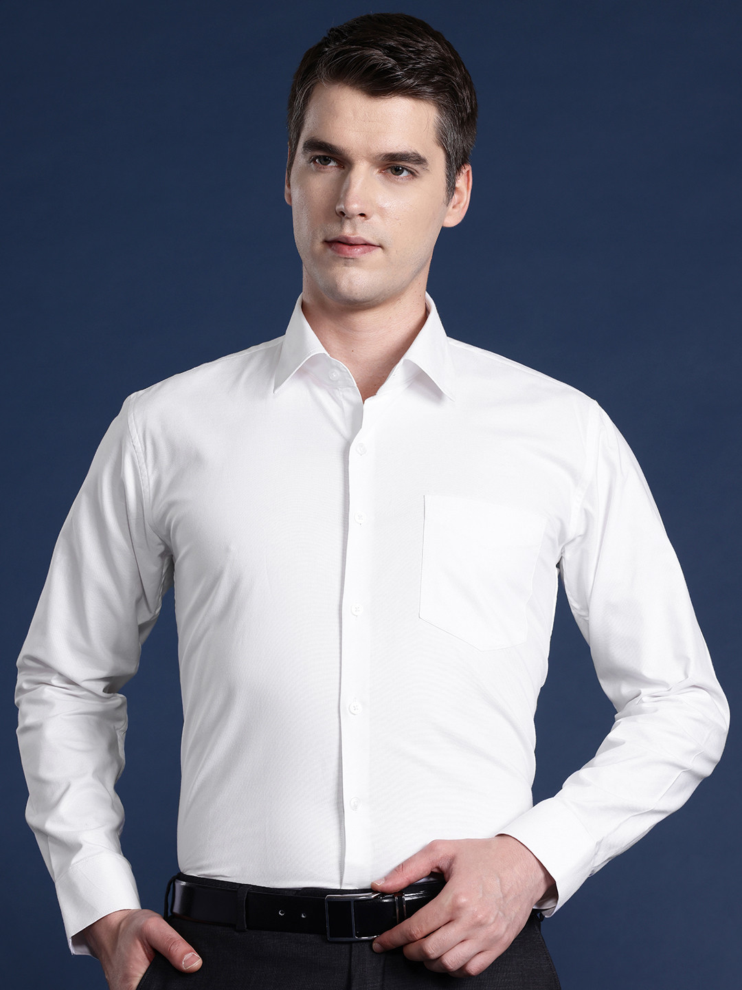 Buy Hancock Men Slim Fit Stain Free Anti Microbial Formal Shirt ...
