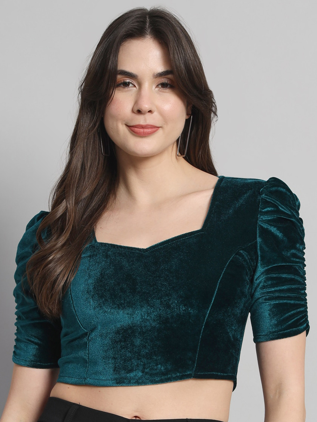 Buy VAARARO Sweetheart Neck Stretchable Velvet Saree Blouse - Saree ...