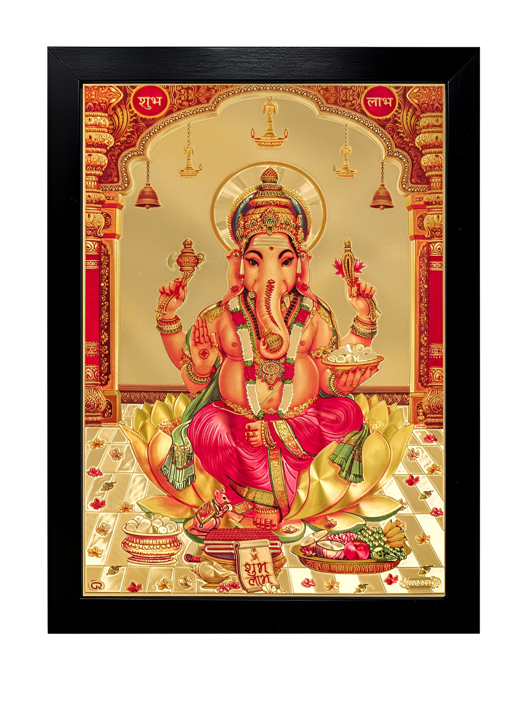 Buy Hawai Black & Red Lord Ganesh Ganpati Religious Wooden Wall Photo ...