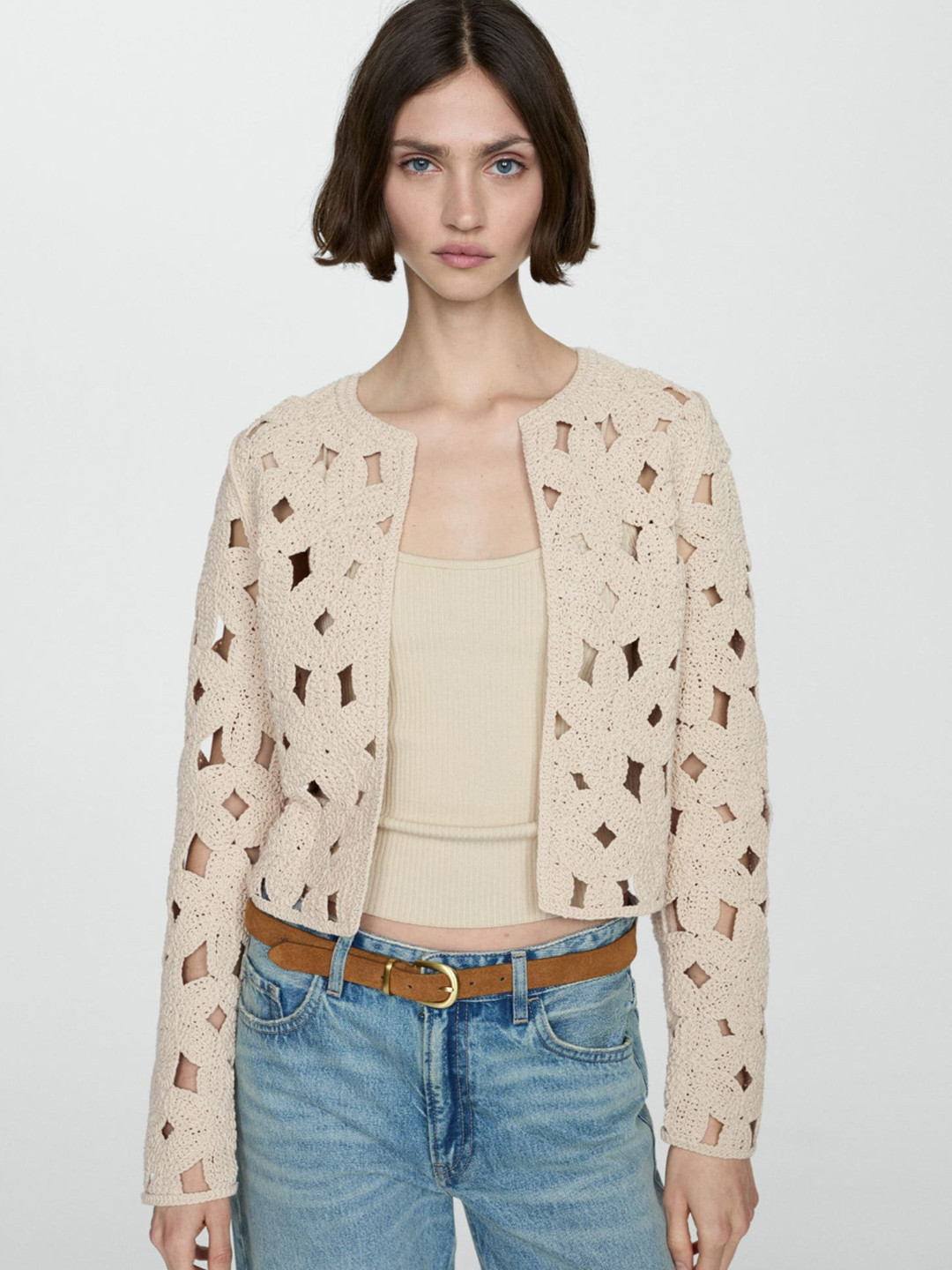 Buy MANGO Open Knit Crochet Jacket - Jackets for Women 29474382 | Myntra
