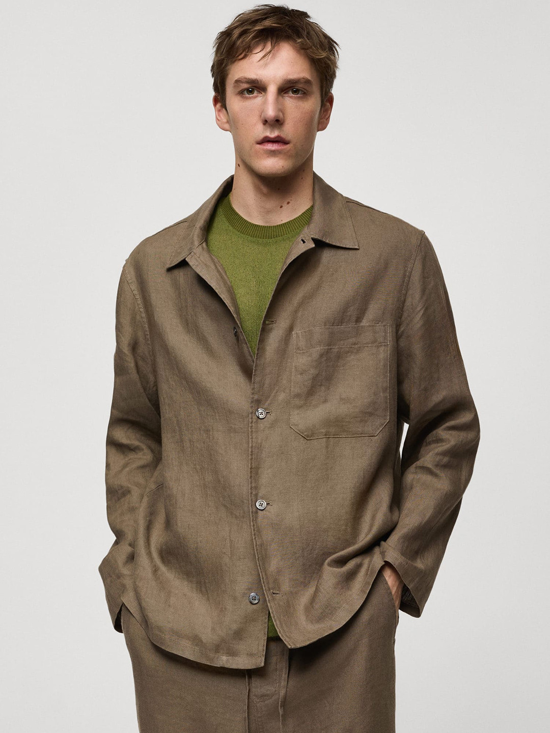 Buy MANGO MAN Linen Oversized Casual Shacket - Shirts for Men 29474684 ...
