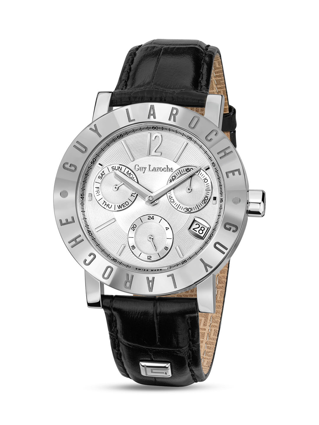 Buy Guy Laroche Men Embellished Dial & Leather Straps Analogue Swiss ...